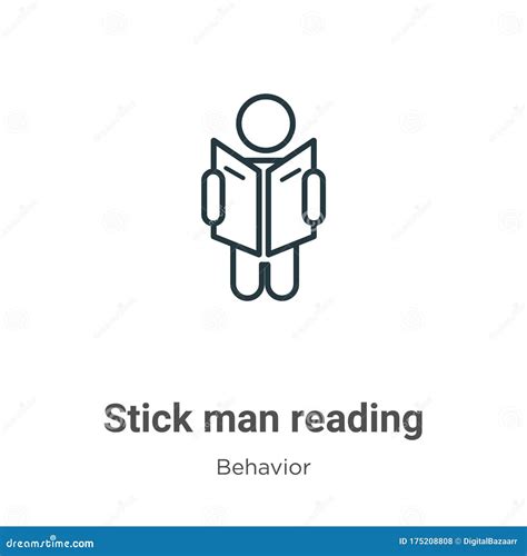 Stick Man Reading Outline Vector Icon Thin Line Black Stick Man Reading Icon Flat Vector