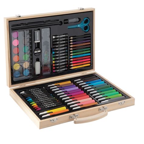 Colori Acrilici Valigetta D Arte In Legno Per Bambini 86 Pezzi E