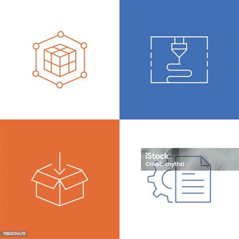 벡터 그림 3d 인쇄 및 모델링 관련 가는 선 아이콘입니다 편집 가능한 벡터 스트로크 원형에 대한 스톡 벡터 아트 및 기타 이미지 원형 디자인 작업 장비 Istock