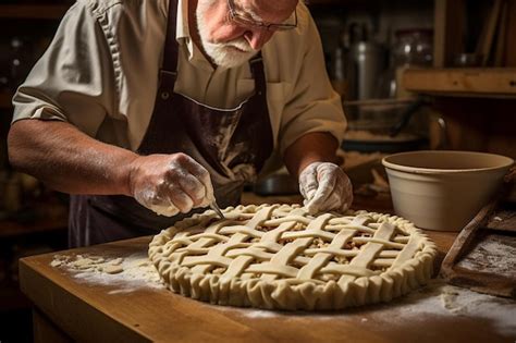 Premium Photo A Baker Using A Lattice Pie Crust Cutter For Easy
