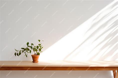 Premium Photo Table Shadow Background Wooden Table And White Empty