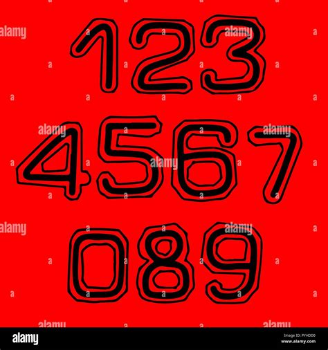 Font With Contour In College Style Numbers Set Stock Vector Image