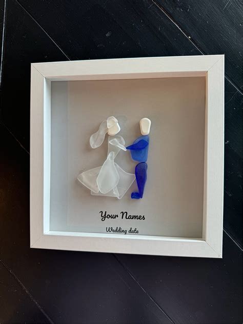 Personalized Faux Beach Glass Couple Shadowbox Wedding T Etsy