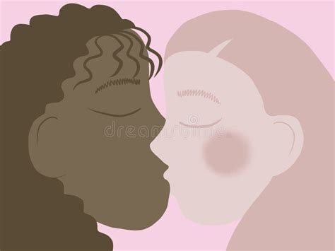 Um Belo Beijo De Duas L Sbicas De Diferentes Nacionalidades Uma Menina De Apar Ncia Africana E