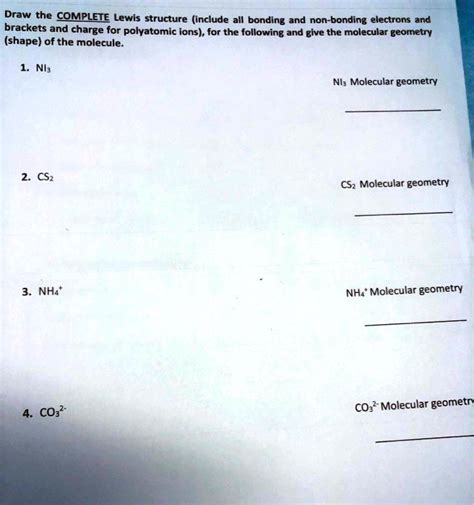 Draw The Complete Lewis Structure Include All Bonding And Non Bonding Electrons Nd Brackets And