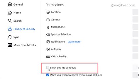 how to disable the firefox pop up blocker