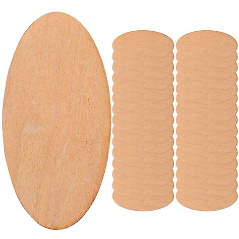 50pcs Oval Shaped Wood Slices Unfinished Wood Slices Diy Blank Wood