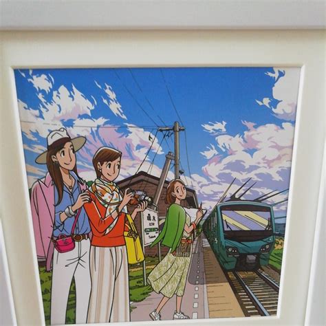 代購代標第一品牌－樂淘letao－わたせせいぞう イラストレーション ガラス張りフレーム額装品 新品 送料無料 青森~秋田jr 五能線