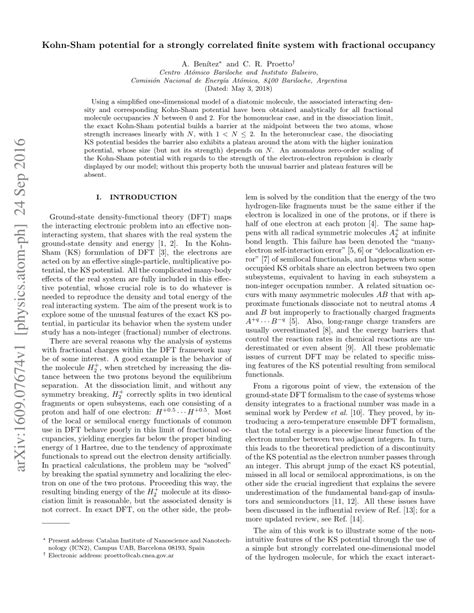 Pdf Kohn Sham Potential For A Strongly Correlated Finite System With Fractional Occupancy