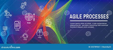 agile scrum process and development icon set web header banner stock