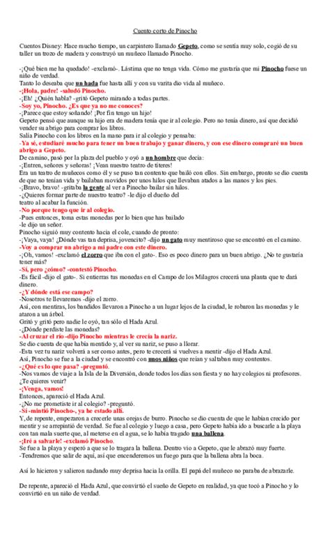 Doc Cuento Corto De Pinocho Carlos Troya