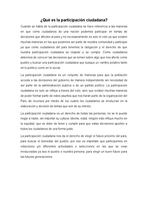 Qué Es La Participación Ciudadana Pdf