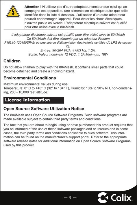Calix 804MESH 804Mesh Dual Wi Fi User Manual 804Mesh Quick Start Guide