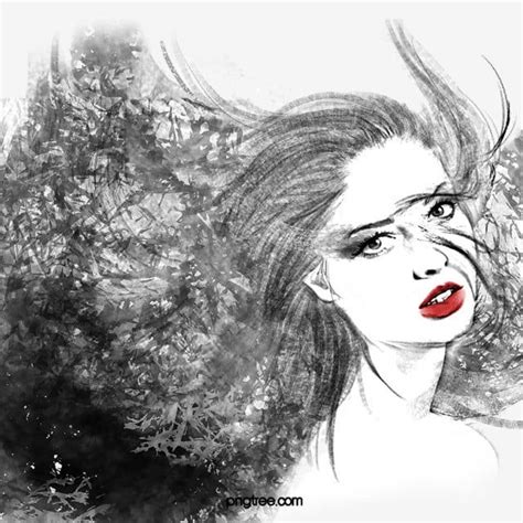 수채화 손으로 그린 문자 여자 일러스트 초상화 아바타 튄 그림 삽화 수채화 캐릭터 Png 일러스트 및 Psd 이미지 무료 다운로드 Pngtree 초상화 여성