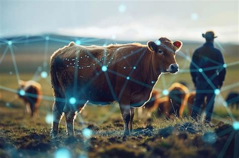 Premium Photo Farmer Monitoring Livestock With Sensor Technology