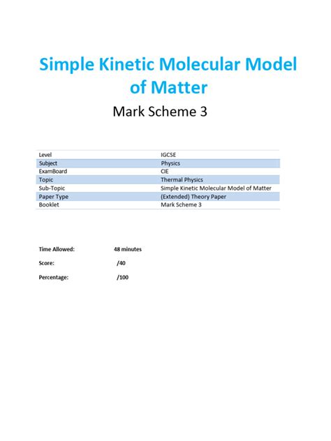 213 Simple Kinetic Molecular Model Of Matter Cie Igcse Physics Ext Theory Ms Pdf Gases