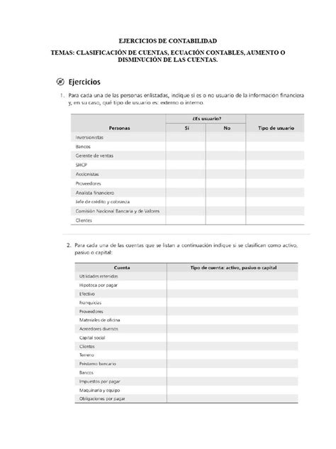 Ejercicios De Contabilidad Segundo Bachillerato ClasificaciÓn De