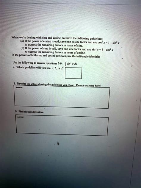 Solved When Were Dealing With Sine And Cosine We Have The Following