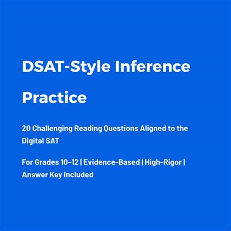 Grades 1012 Sat And Dsat Reading Inference Practice 20 Questions