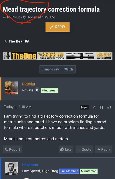 Metric Trajectory Correction Formula Snipers Hide Forum
