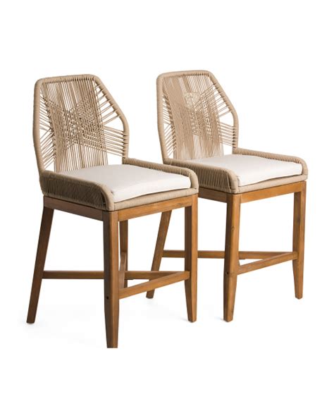 Set Of 2 Rope Crossweave Counter Stools With Cushion Furniture