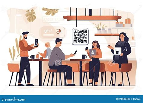 People Use Phone For Scan And Pay With Qr Code Buyers Paying By Mobile App On Smartphone Via