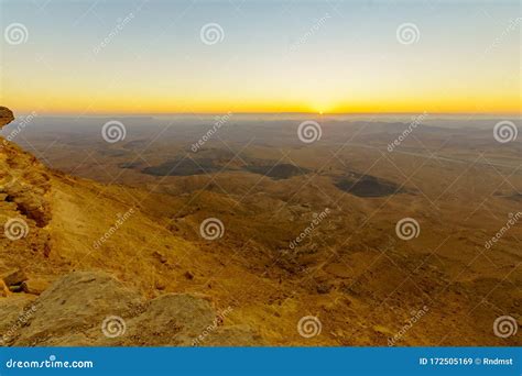 Sunrise View Of Makhtesh Crater Ramon Stock Image Image Of Canyon