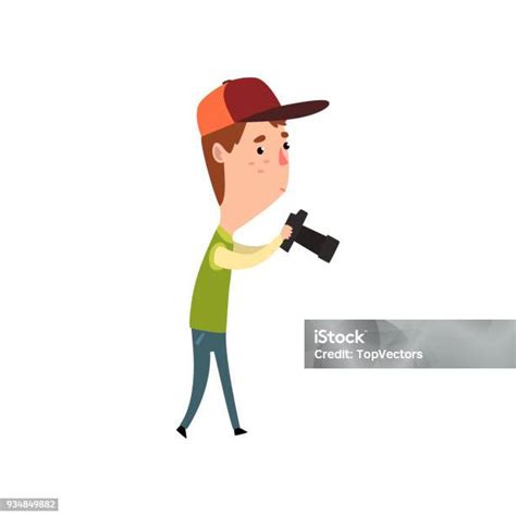 사진 카메라 파파라치 블로거 나 기자 벡터와 그림 흰색 배경에 전문 남성 사진 작가 개념에 대한 스톡 벡터 아트 및 기타 이미지 개념 날씨 독일 Istock