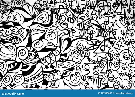 Black And White Pattern Graffiti On The Wall Editorial Photography