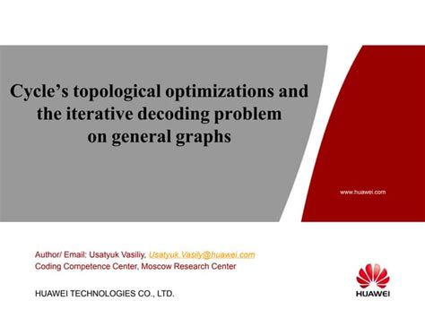 Cycles Topological Optimizations And The Iterative Decoding Problem On General Graphs Final Pptx