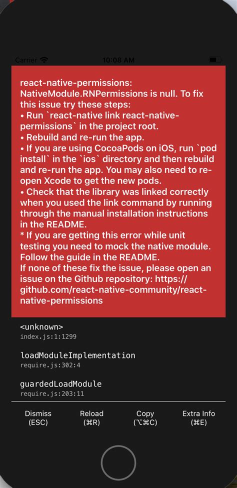 Rnpermissions Is Null Only On Iphone Simulator Device Issue