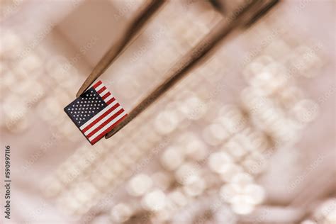 Flag Of Usa On A Processor Cpu Central Processing Unit Or Gpu