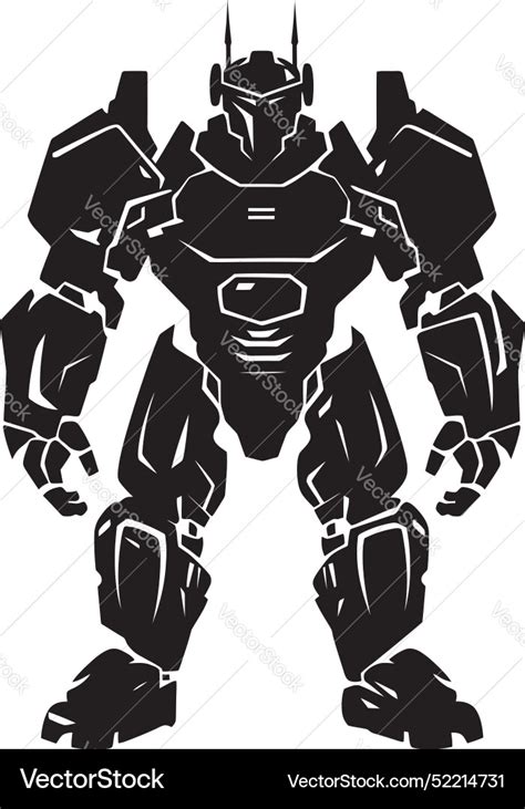 Robotic Sentinel Black Armed Robot Emblematic Vector Image