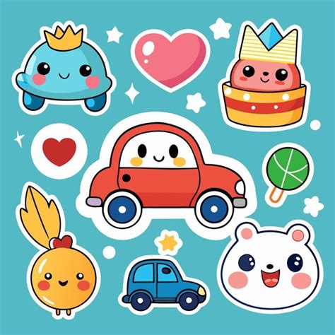 Premium Vector Cute Kawaii Characters Drive Fun With Love And Joy
