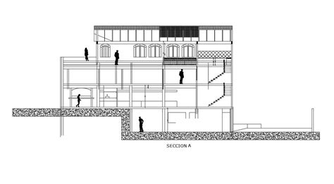 A Section View Of 24x22m First Floor Inspection Office Building Is Given In This Autocad Drawing