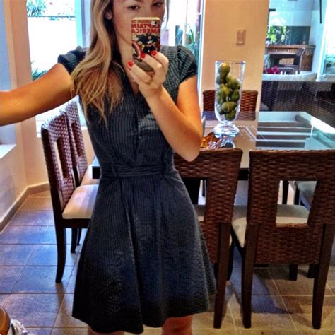Navy Blue Striped Buttoned Navy Blue A Shape Dress Handm