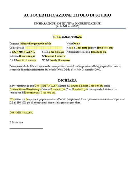 Modelli Autocertificazione ONLYOFFICE