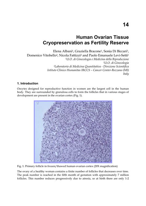Pdf Human Ovarian Tissue Cryopreservation As Fertility Reserve