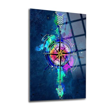 Arrow Compass Interior Design Glass Wall Art Etsy