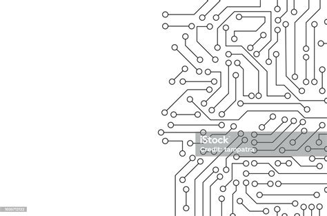 회로 기판 패턴 질감 화이트 첨단 디지털 컴퓨터 기술 개념에 배경 3d 추상 그림입니다 머더보드에 대한 스톡 사진 및 기타