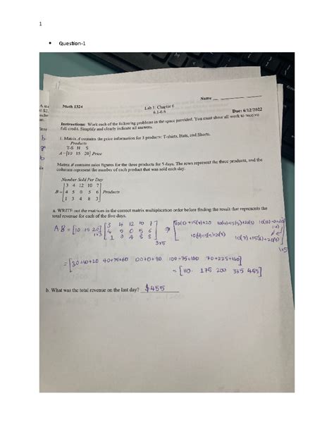 Maths Lab 1 June Chapter Wise Assignment MATH 1324 1 Question 2