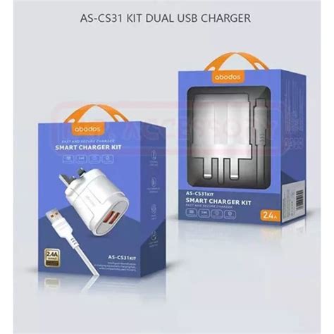 Micro Type C Abodos As Cs31kit Dual Usb Port Smart Charger 2 4a Shopee Malaysia