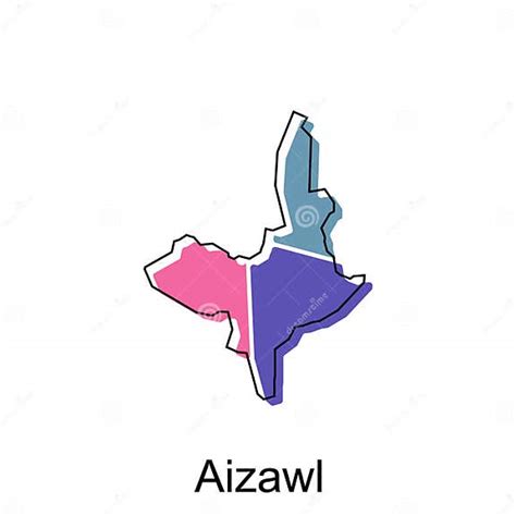 Map Of Aizawl City Vector Map Of The India Country Stock Vector