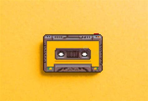 A Tiny Yellow Tape Cassette In The Shape Of An Ipod Stock Illustration