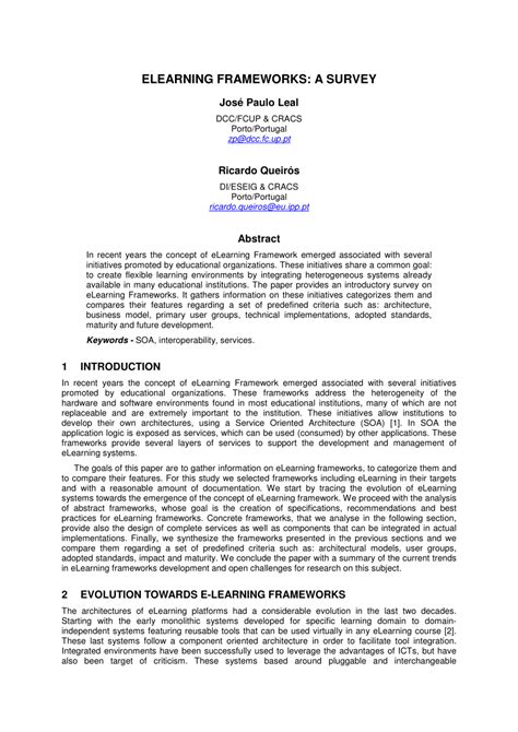 Pdf Elearning Frameworks A Survey