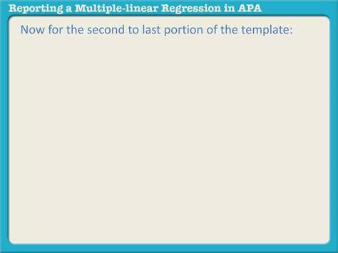 Reporting A Multiple Linear Regression In Apa Pptx