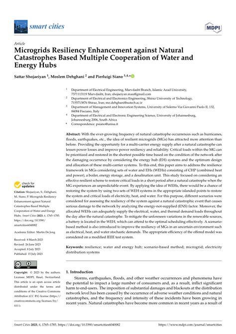 Pdf Microgrids Resiliency Enhancement Against Natural Catastrophes Based Multiple Cooperation