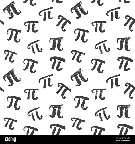 Pi Symbol Seamless Pattern Vector Illustration Hand Drawn Sketched