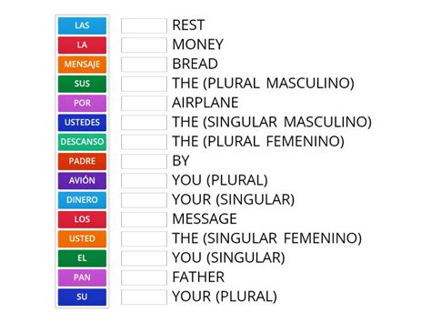 Vocabulario Vs Vocabulary Une Las Parejas
