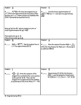 Circuit Training Tangent Line Approximation Calculus TPT